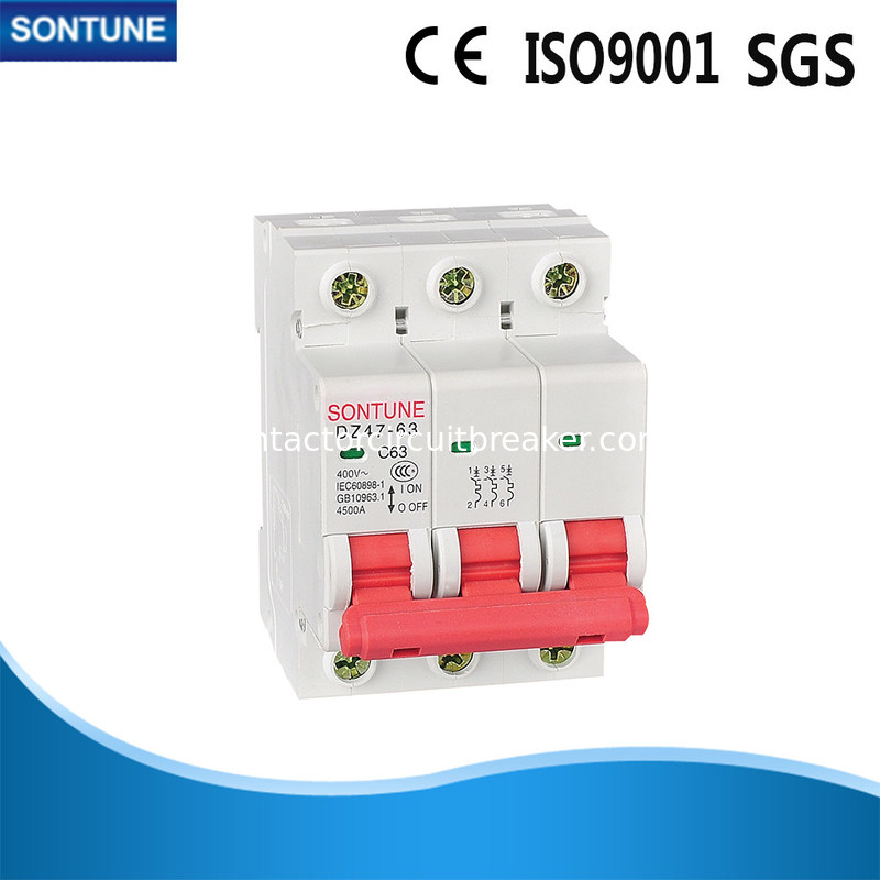 Economic Type MCB Circuit Breaker , Adjustable Action Value 3 Pole MCB