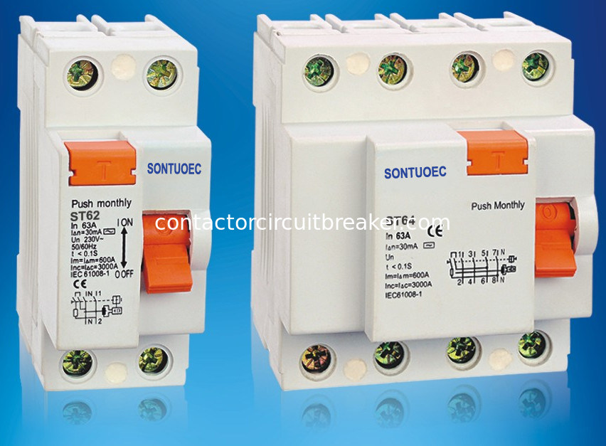 4 Pole Residual Current Circuit Breaker RCCB , 6KA PA66 plastic cover ...