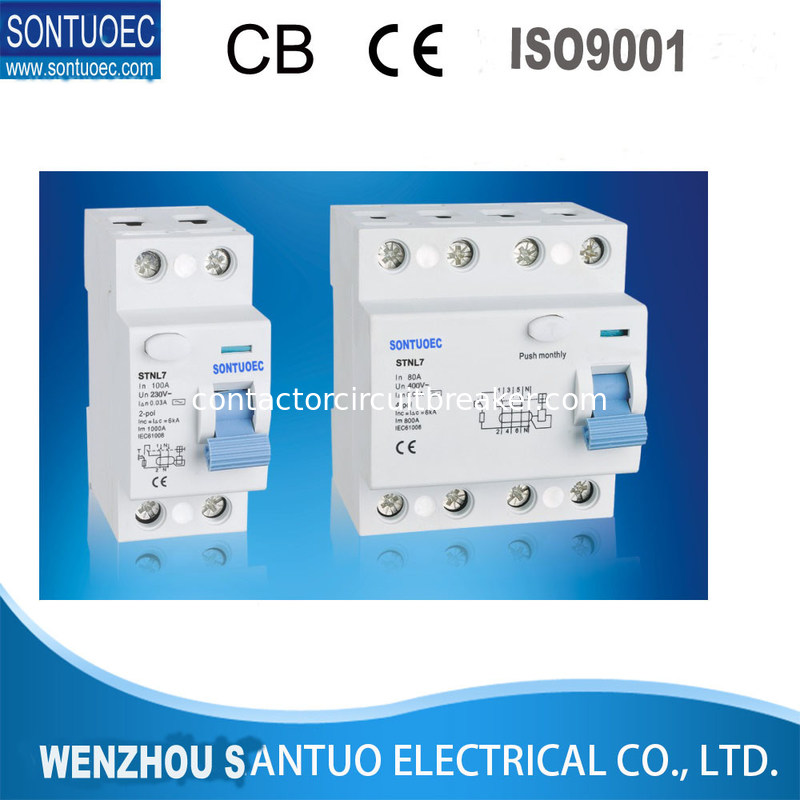 White AC RCCB Circuit Breaker With Pin Type Busbar Plastic Texture