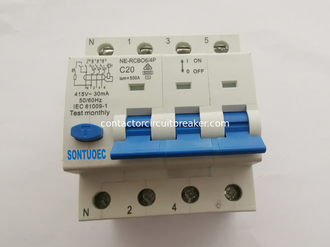 4P RCBO Overcurrent Protection Circuit Breaker Electronic Type