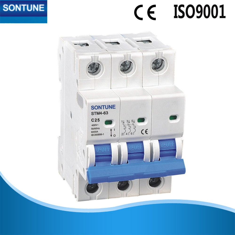 CE STM4 -63 Series Mcb Breaker 3 Pole Miniature Circuit Breaker 230V Long Life