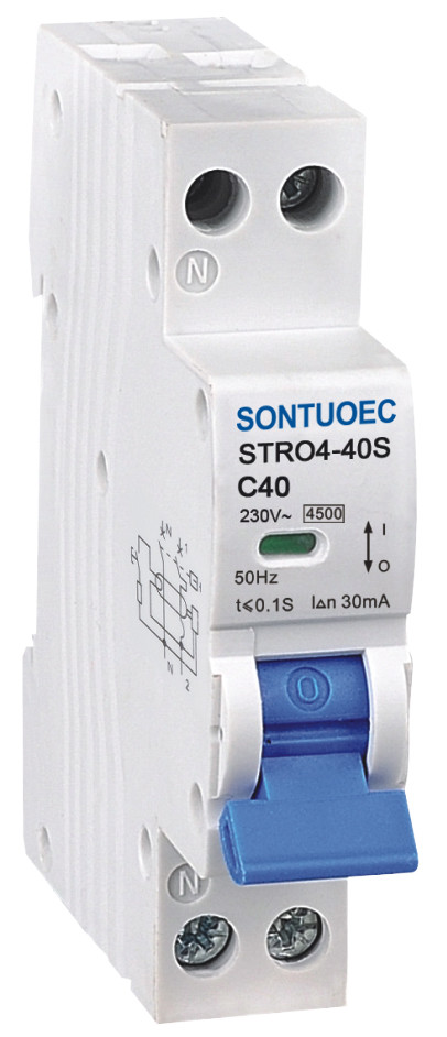 Single Phase 230V Mini RCBO Circuit Breaker 18mm Width 1P+N 4.5KA Long Life