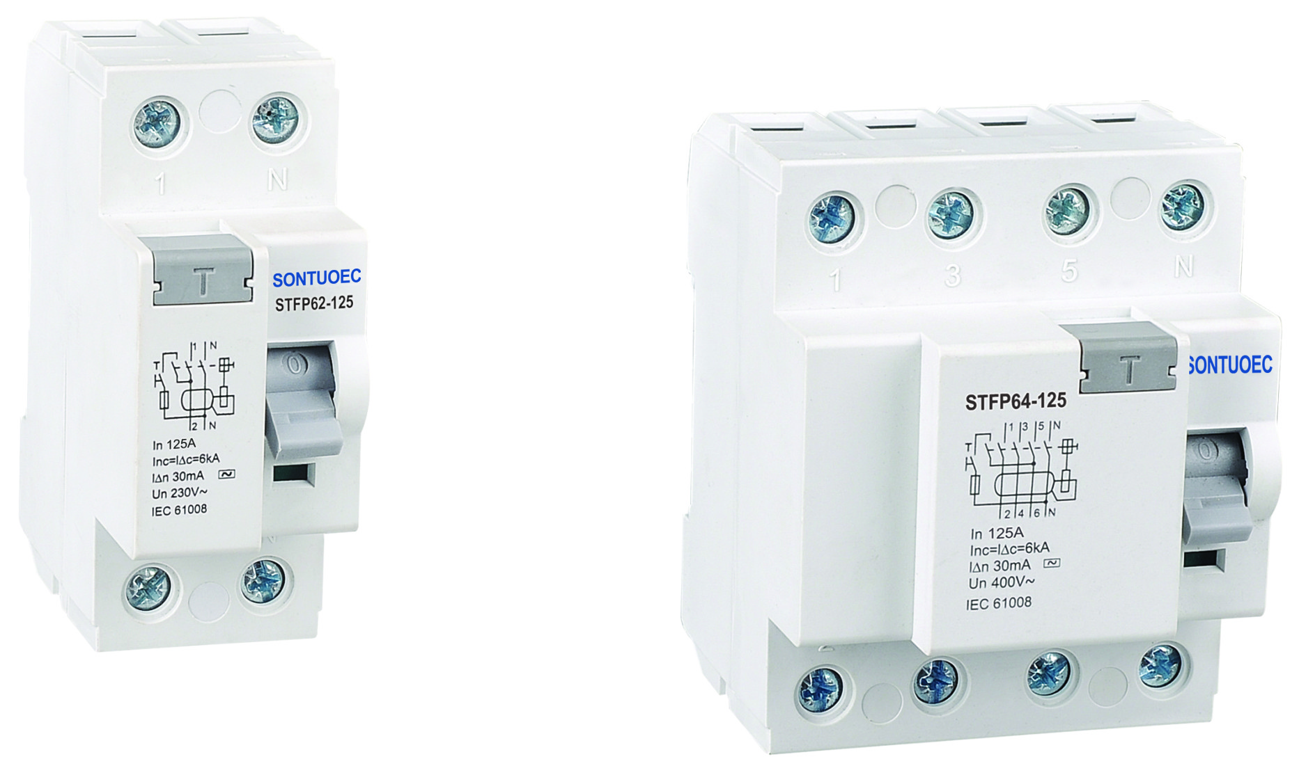 Gray 2 Pole RCCB Circuit Breaker Plastic Texture 50 Hz 300MA Light Weight