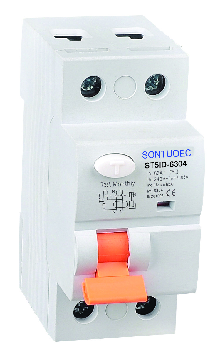 White 2P Single Phase 230V RCCB Circuit Breaker , Plastic Ac Circuit ...