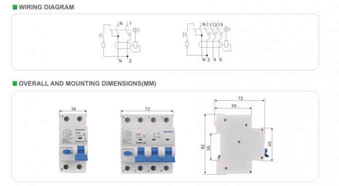 4 Pole Electro Magnetic Type RCBO Circuit Breaker 40A 30mA